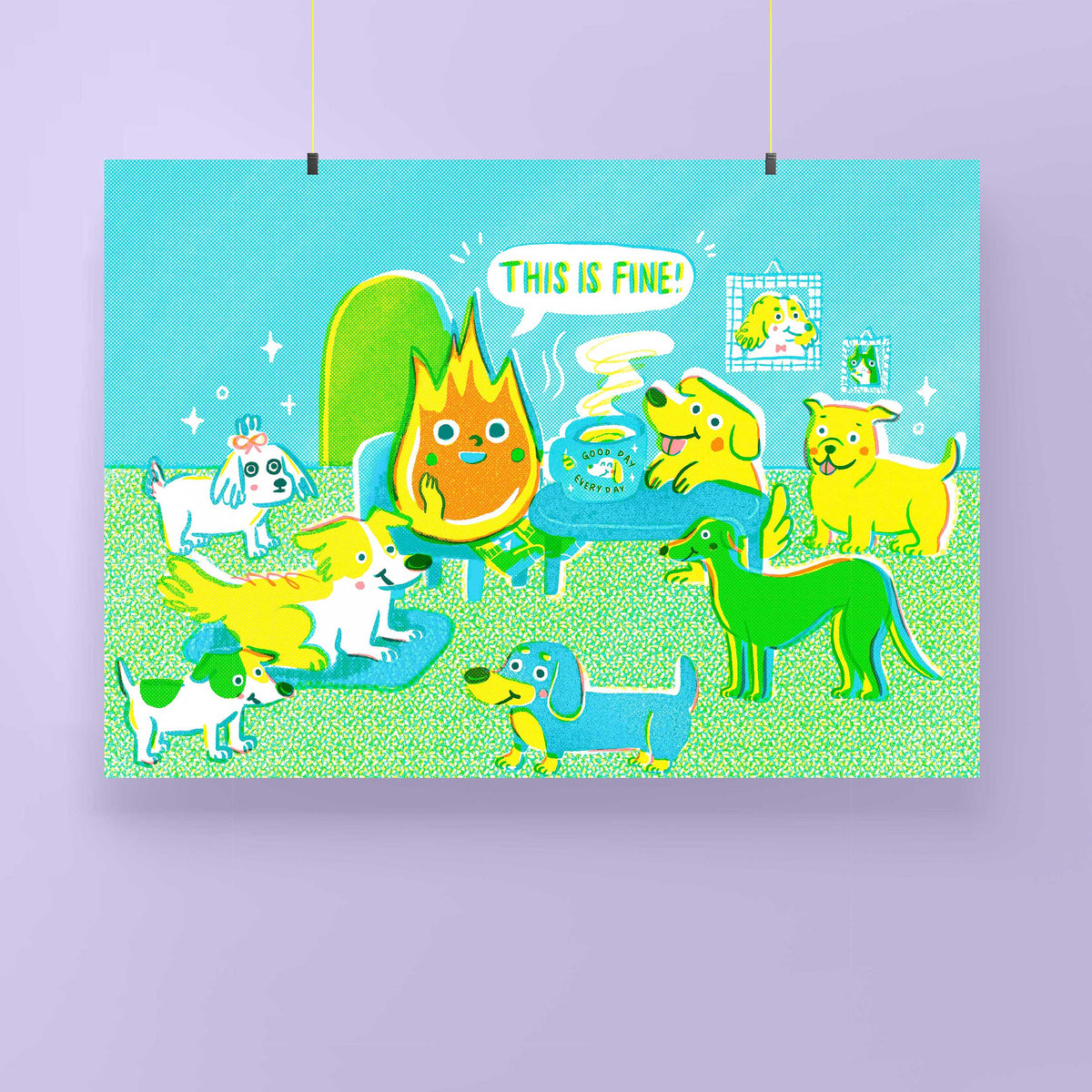 A4 Risograph Art Print: This is Fine - Dogs – QVWC SHOP!